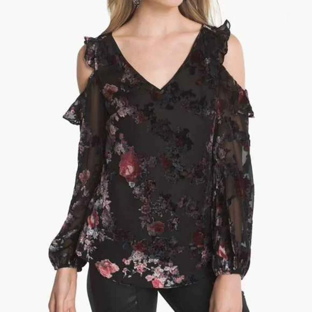 White House Black Market | Tops | Whbm Floral Burnout Velvet Cold ...